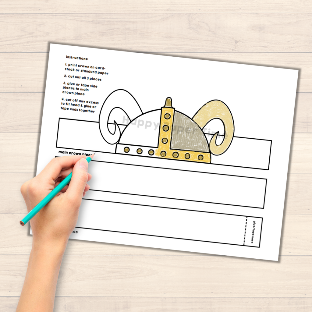 Viking Helmet Paper Crown Printable Craft Curled | Made By Teachers