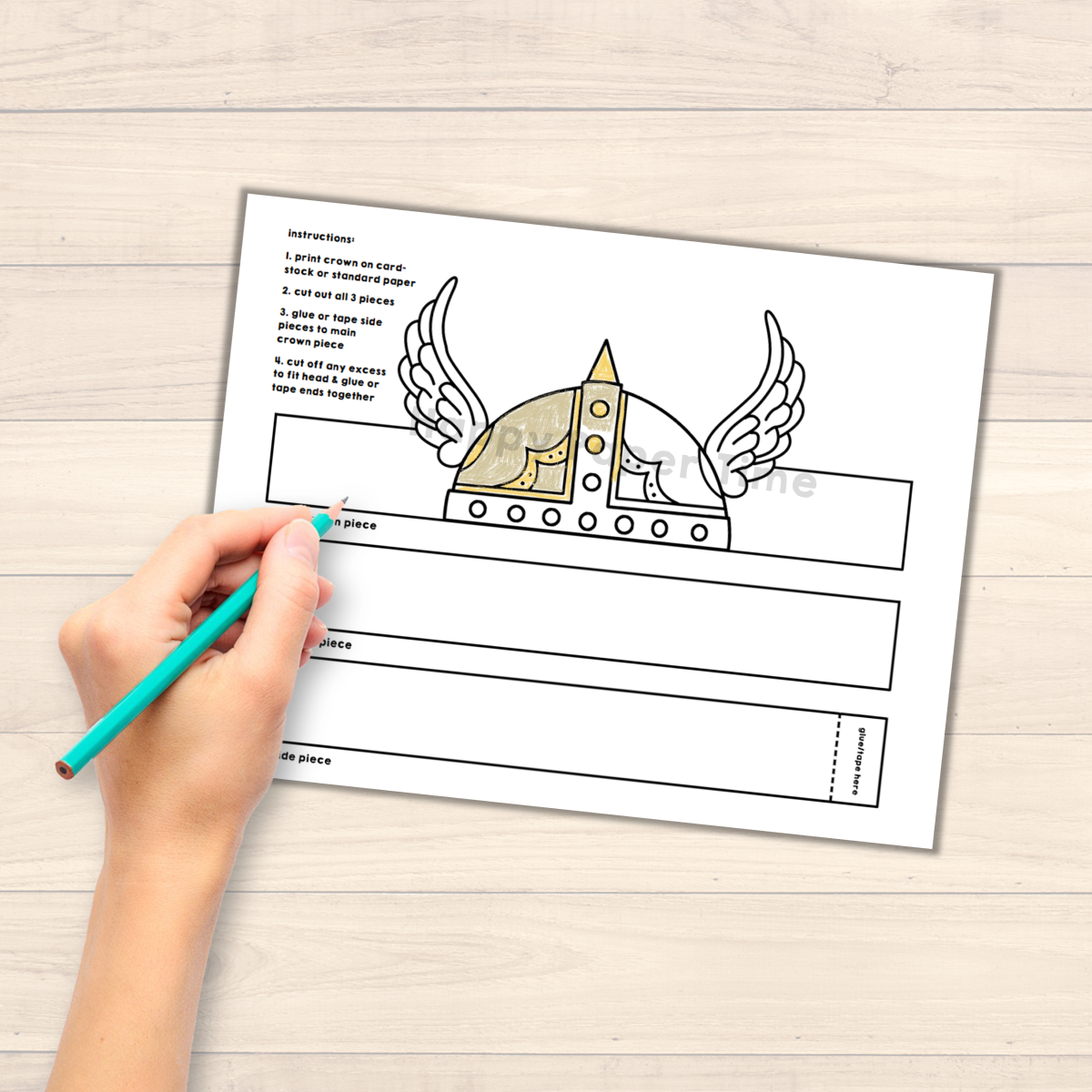 Valkyrie Helmet Paper Crown Printable Craft - Made By Teachers