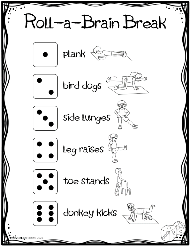 Roll-a-Brain Break Self-Regulation & Gross Motor - Made By Teachers