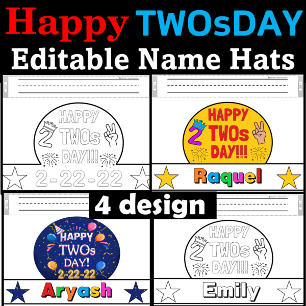 Twosday Name Crowns Hat Activities Craft, 2s Day 2 - Made By Teachers