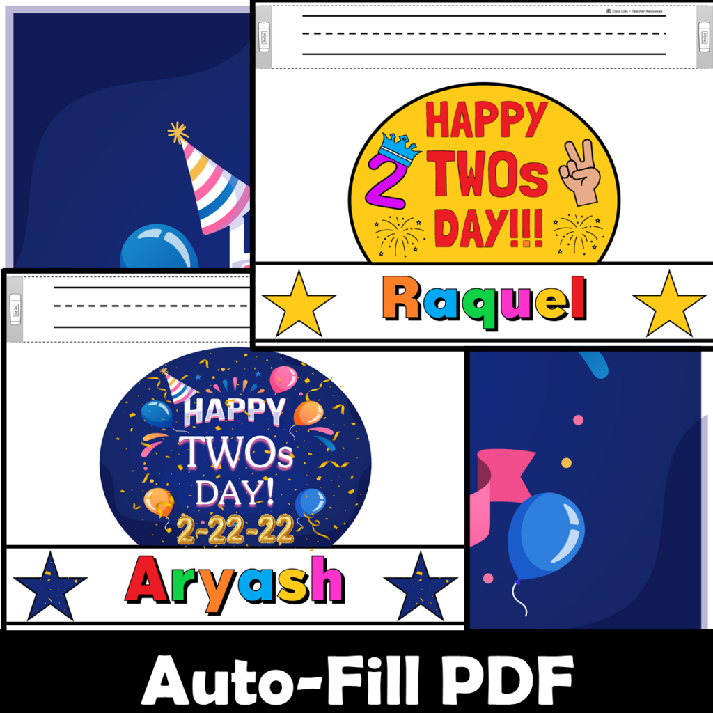 Twosday Name Crowns Hat Activities Craft, 2s Day 2 | Made By Teachers