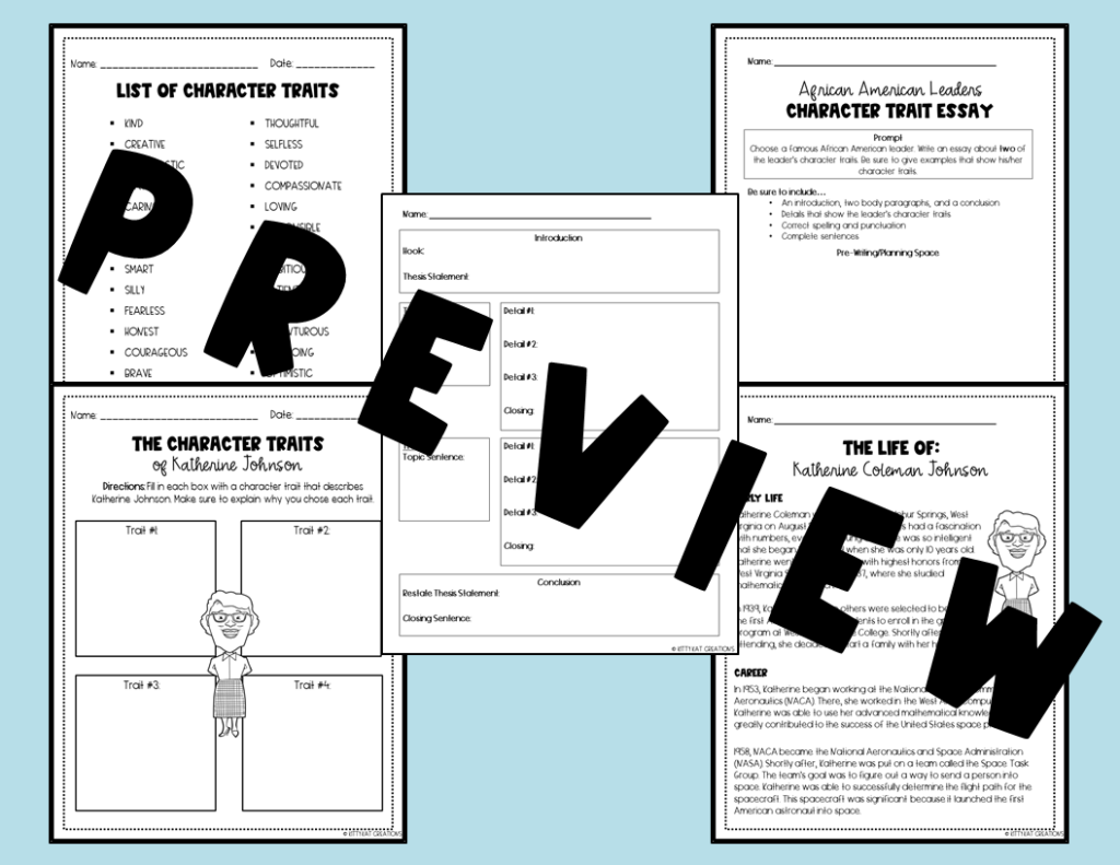 Black History Month Character Trait Essay Activity | Made By Teachers