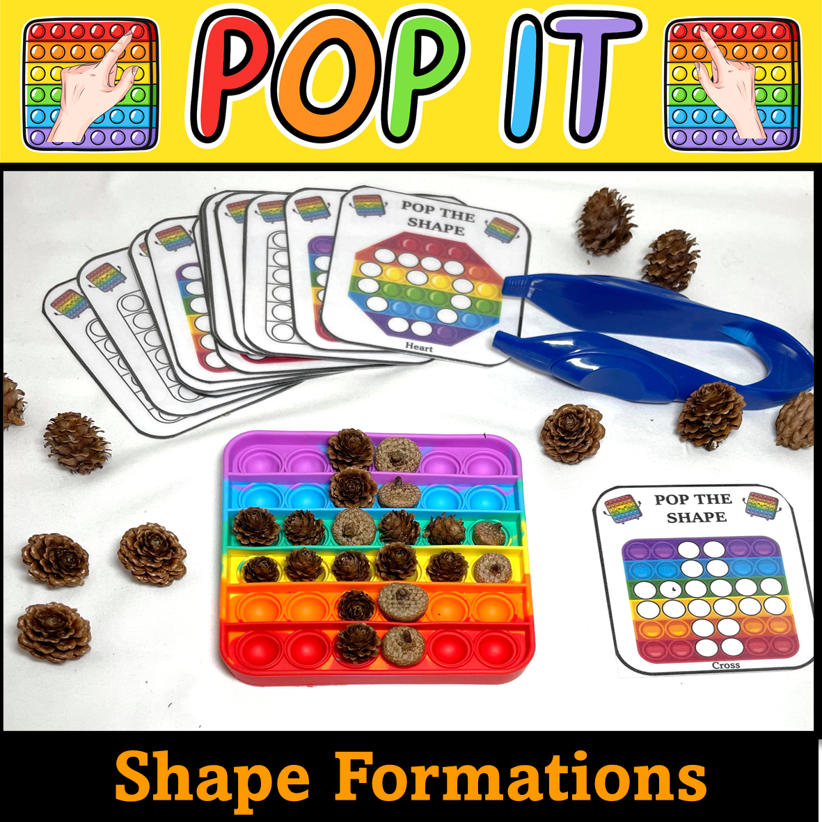 Pop it Shapes| Shapes Formation Task Cards - Made By Teachers