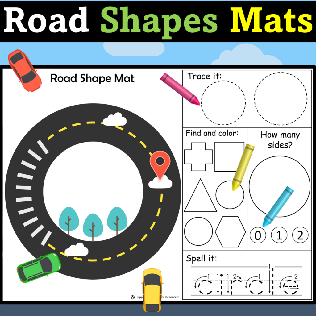 Road Shape Mats, 2D Shapes activities, Trace, Find - Made By Teachers
