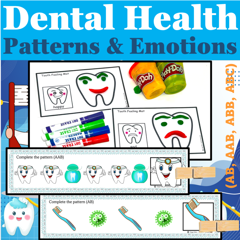 Dental Health Task Cards for Emotions, Patterns - Made By Teachers