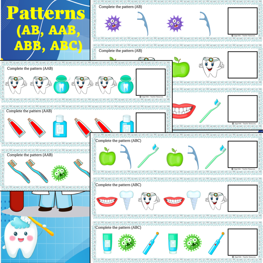 Dental Health Task Cards for Emotions, Patterns - Made By Teachers