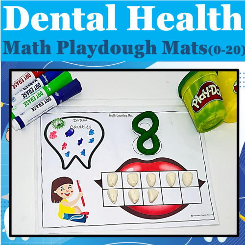 Dental health number sense ten frame playdough mat | Made By Teachers