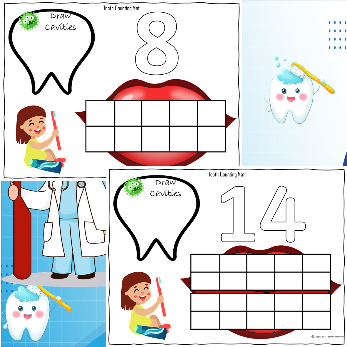 Dental health number sense ten frame playdough mat - Made By Teachers