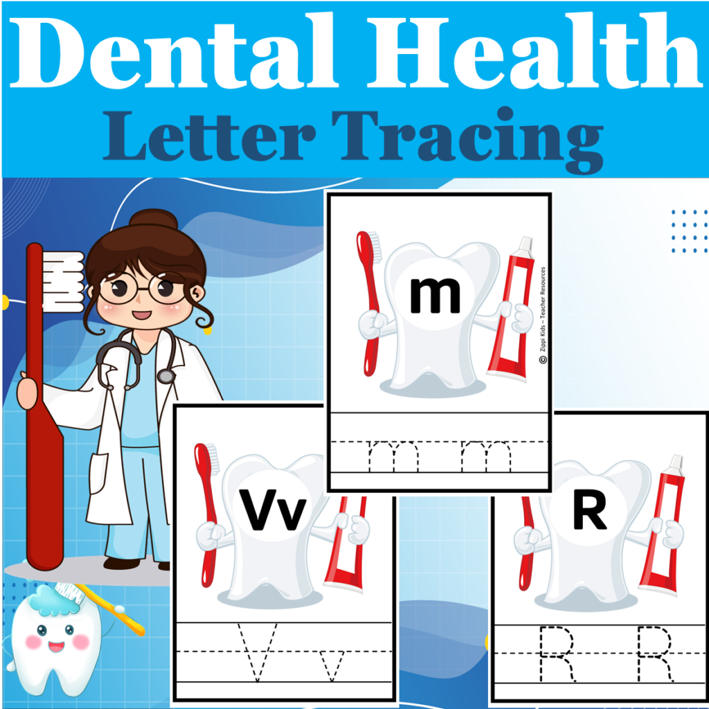 Dental Health Letter Tracing Task Cards, Alphabet | Made By Teachers
