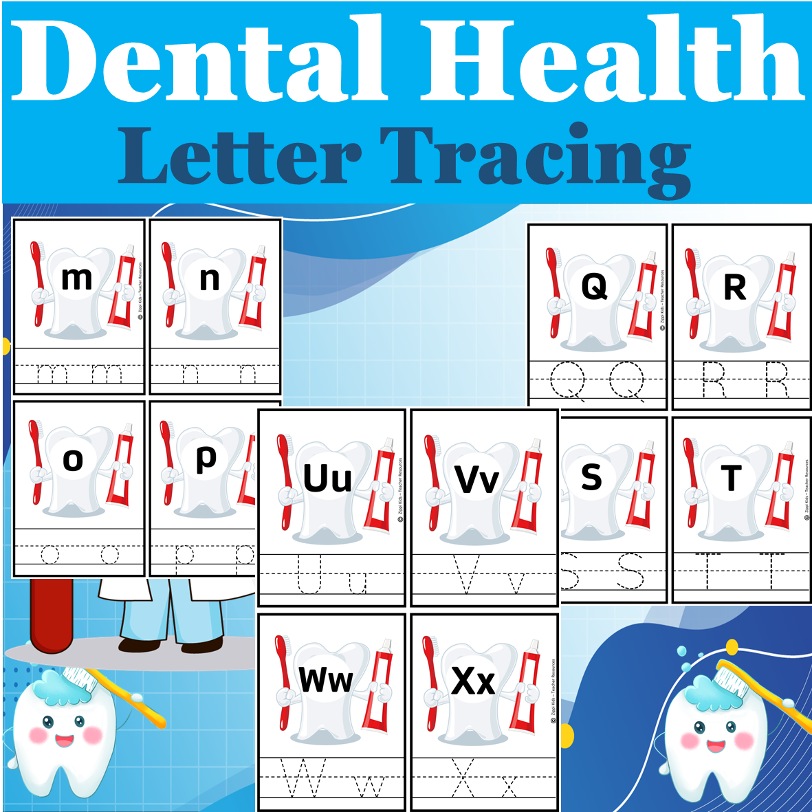 Dental Health Letter Tracing Task Cards, Alphabet | Made By Teachers