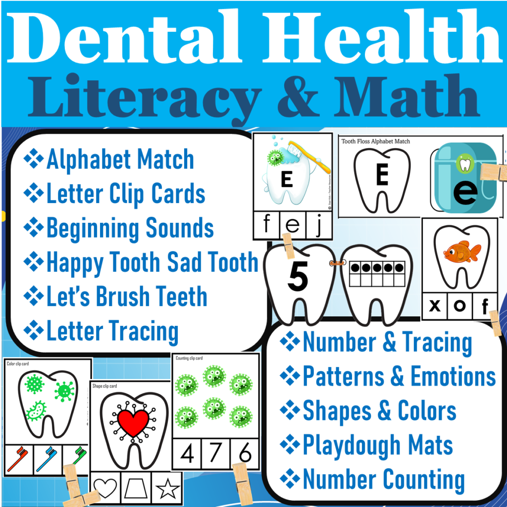Dental Health Literacy & Math Centers Task Cards - Made By Teachers
