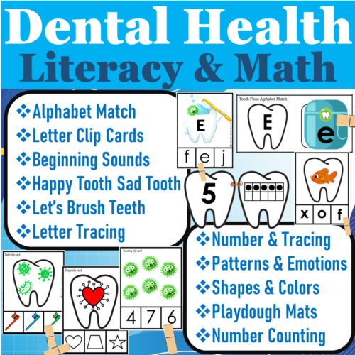 Dental Health Literacy & Math Centers Task Cards - Made By Teachers