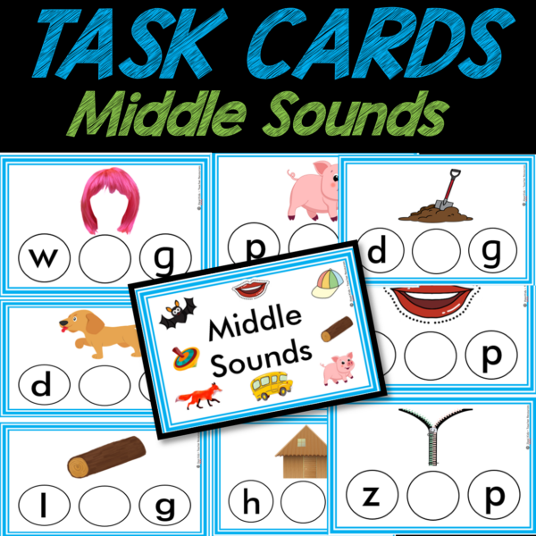 Middle Sounds TASK CARDS | Phonics | Easy PREP | Made By Teachers
