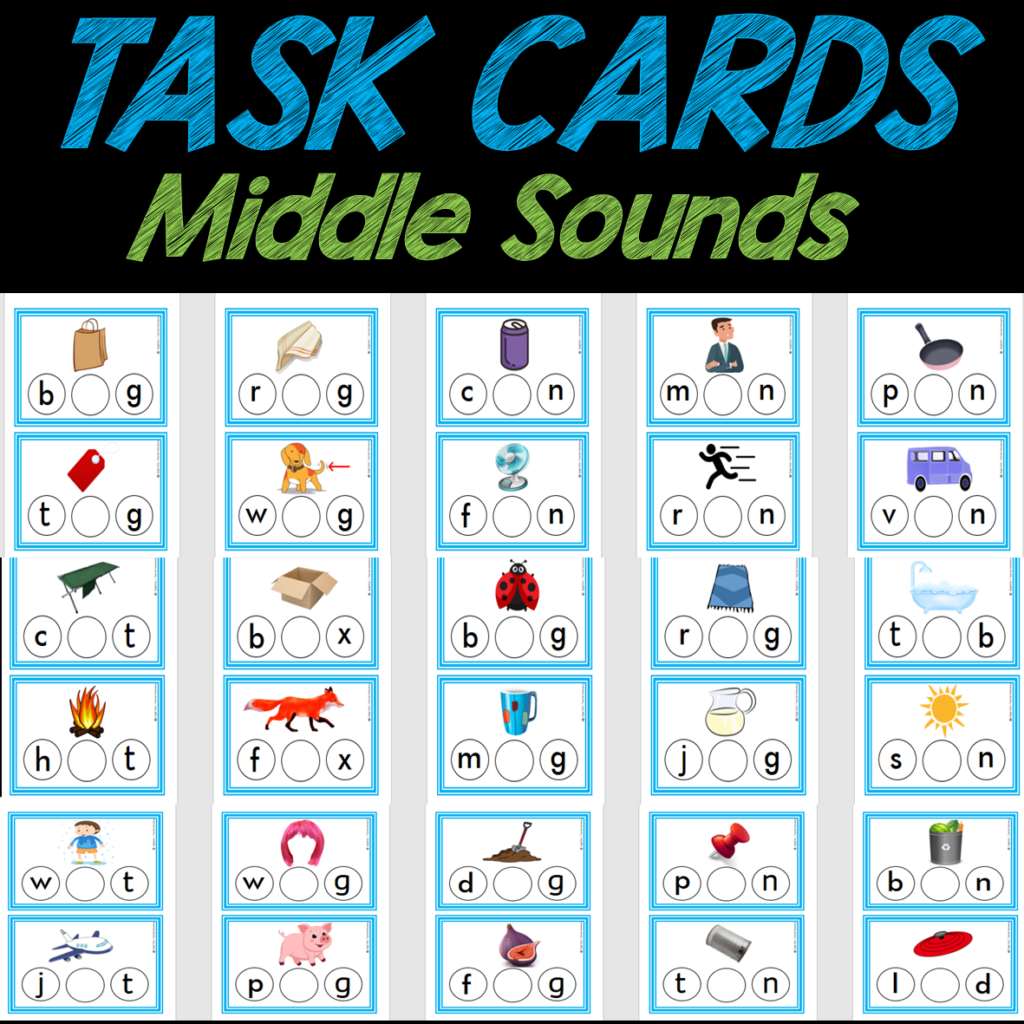 Middle Sounds TASK CARDS | Phonics | Easy PREP | Made By Teachers