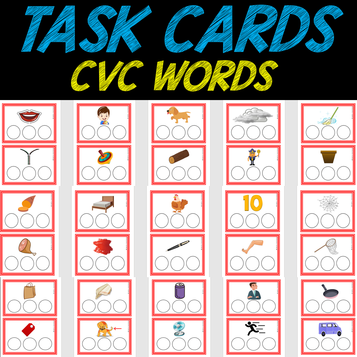 CVC Words TASK CARDS | Phonics | Easy PREP | Made By Teachers