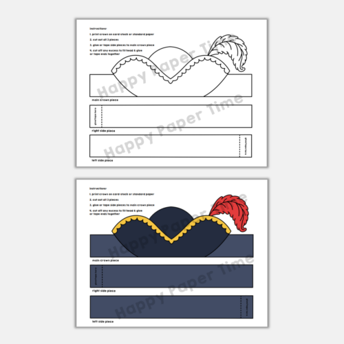 Pirate Hats Paper Crowns Coloring Craft Feather | Made By Teachers
