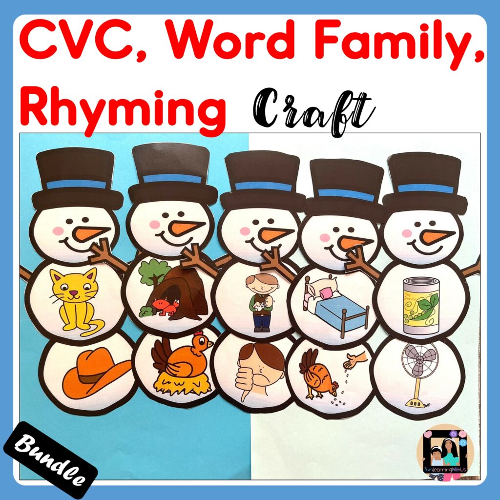 Winter Snowman CVC, Rhyming & Word Family Craft | Made By Teachers