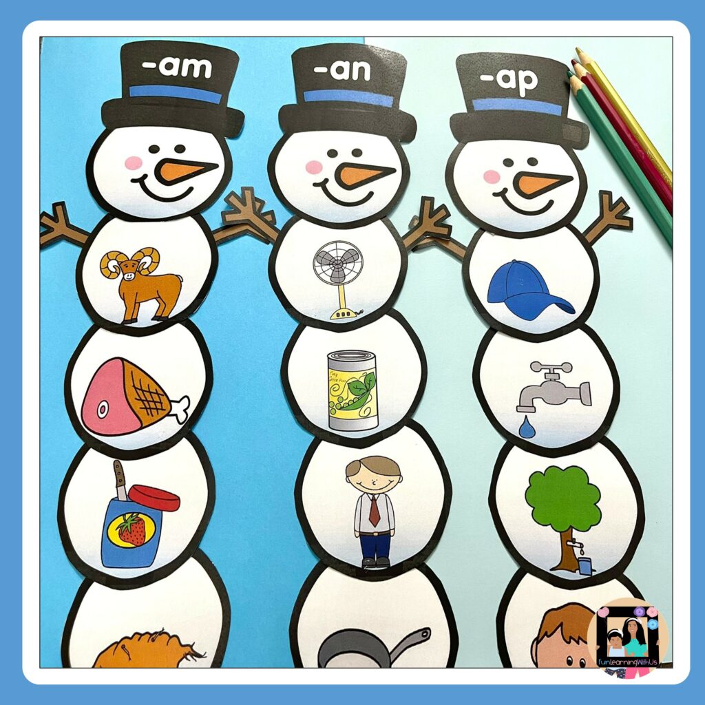 Winter Snowman CVC, Rhyming & Word Family Craft | Made By Teachers