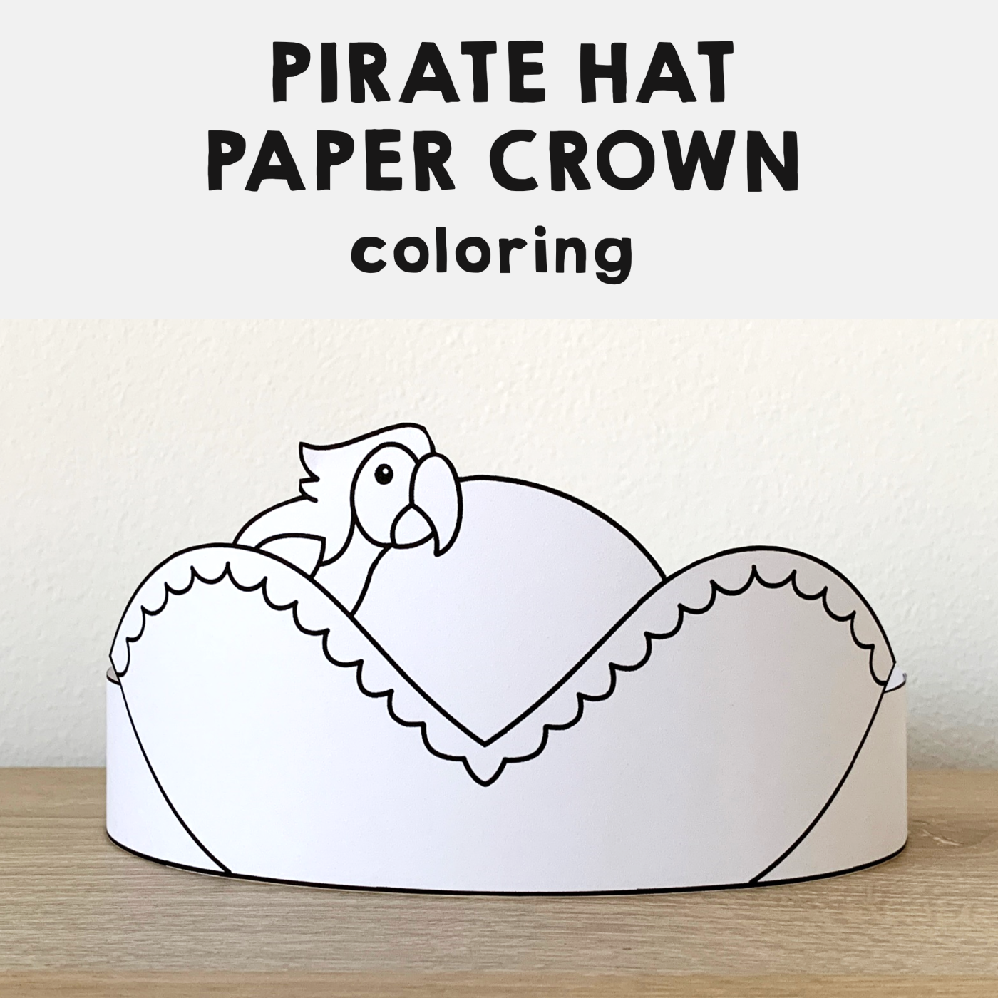 Pirate Hat Paper Crown Coloring Craft Skull Parrot