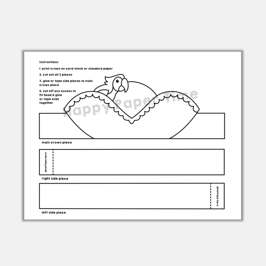 Pirate Hat Paper Crown Coloring Craft Parrot - Made By Teachers
