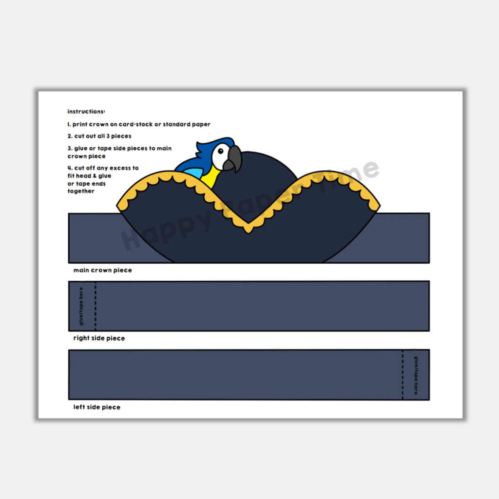 Pirate Hat Paper Crown Costume Craft Parrot | Made By Teachers