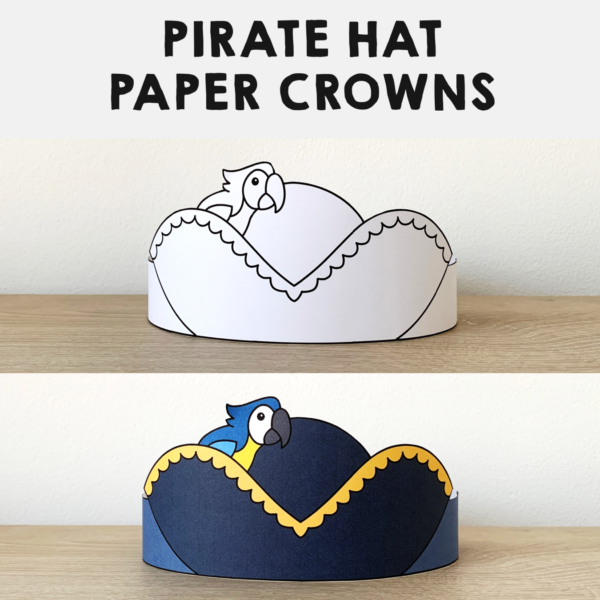 Pirate Hats Paper Crowns Coloring Craft Parrot | Made By Teachers