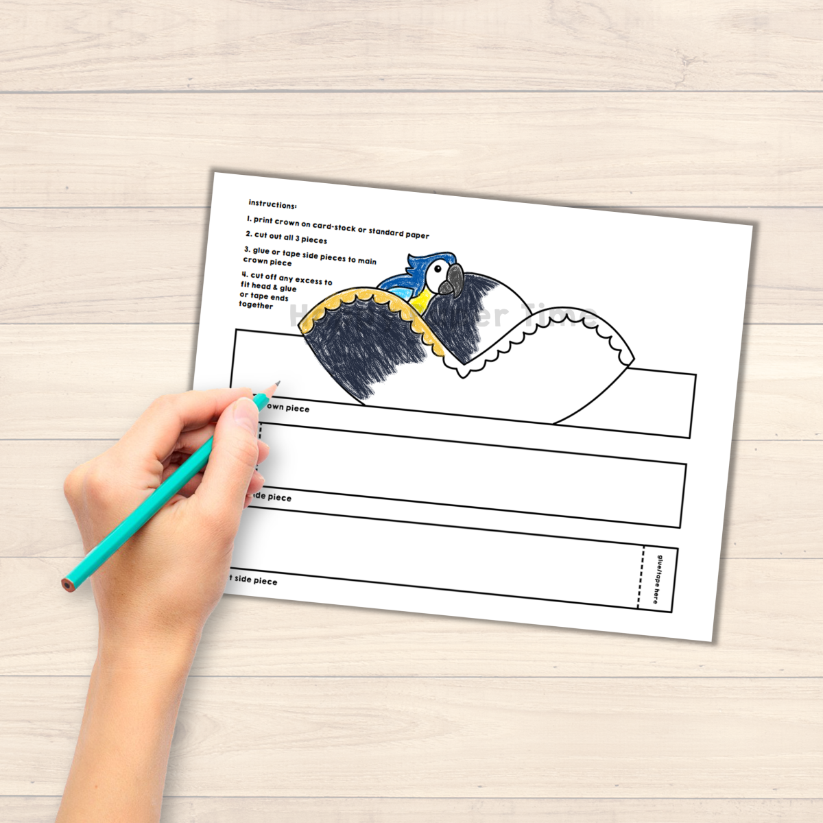 Pirate Hats Paper Crowns Coloring Craft Parrot | Made By Teachers