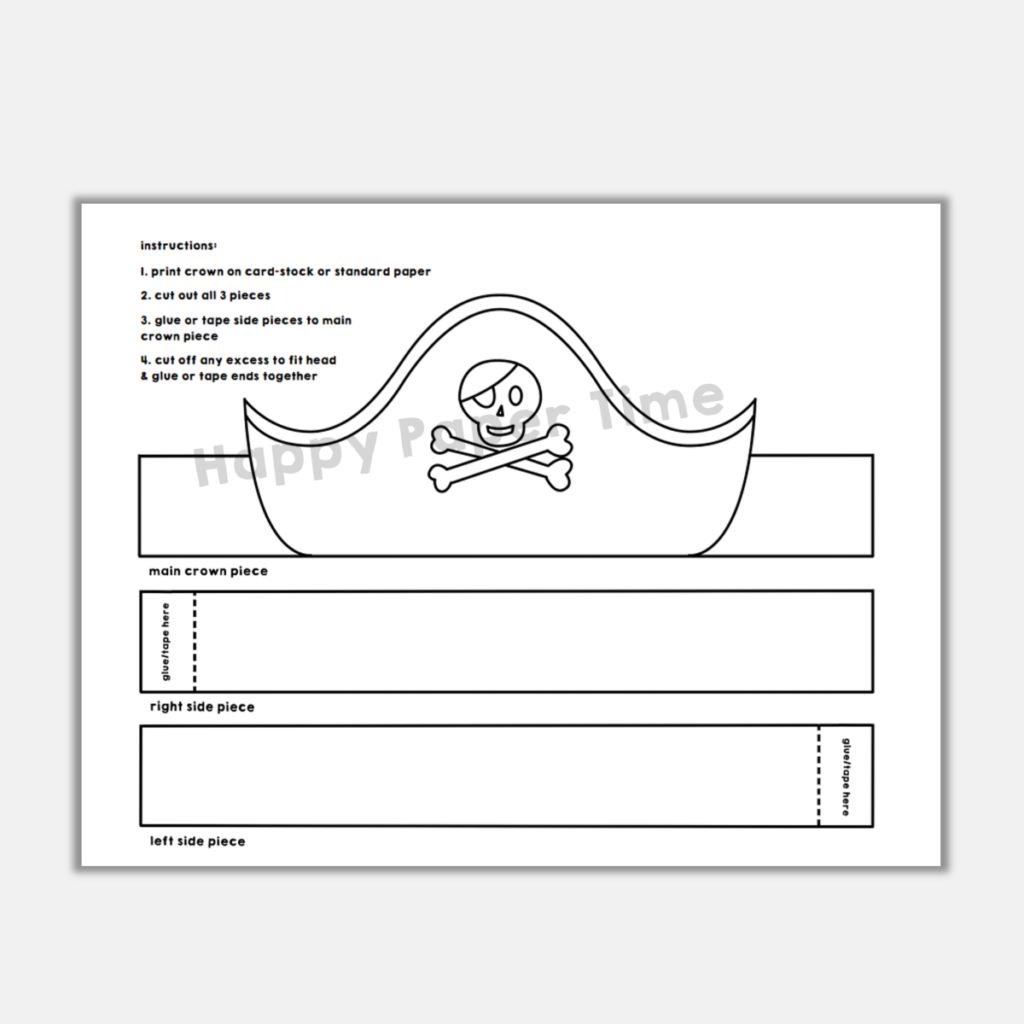 Pirate Hat Paper Crown Coloring Craft Skull | Made By Teachers