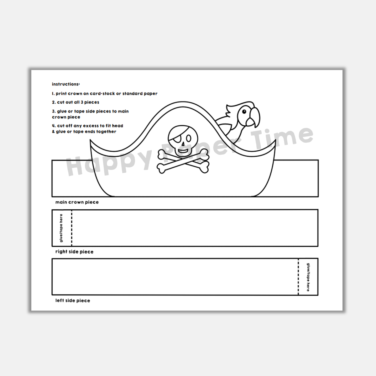 Pirate Hat Paper Crown Coloring Craft Skull Parrot Made By Teachers