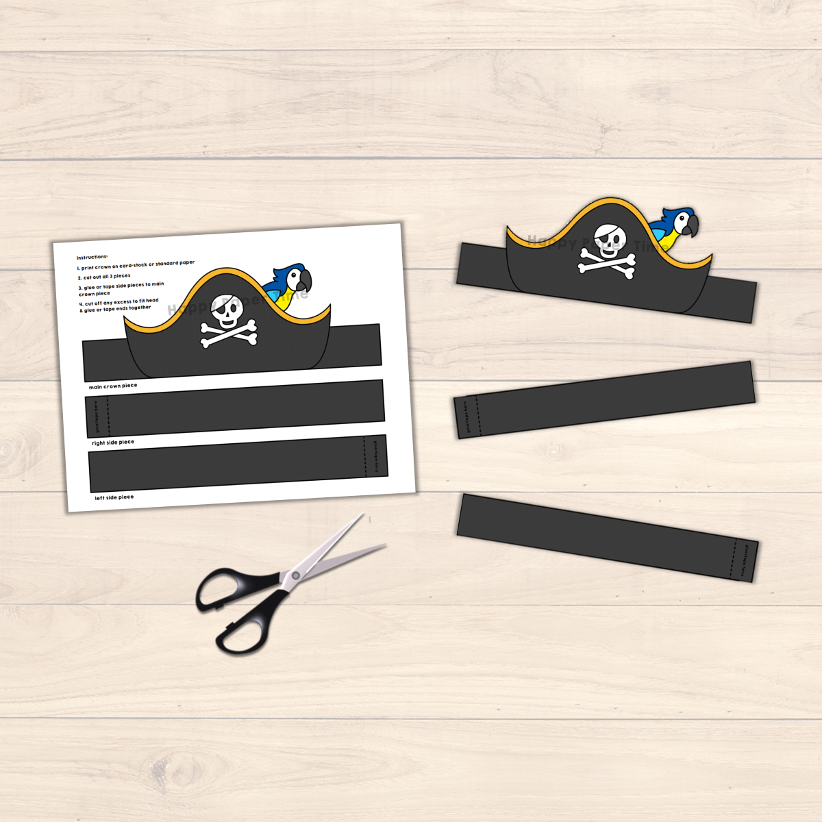 Pirate Hat Paper Crown Costume Craft Skull Parrot | Made By Teachers