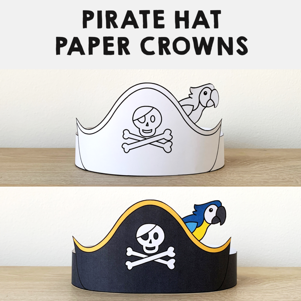 Pirate Hat Paper Crown Coloring Craft Skull Parrot | Made By Teachers