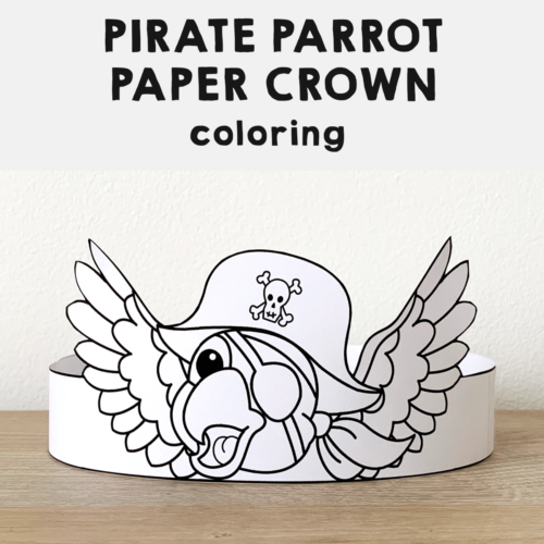 Pirate Parrot Paper Crown Coloring Craft Skull | Made By Teachers