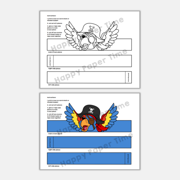 Pirate Parrot Paper Crown Coloring Craft - Made By Teachers