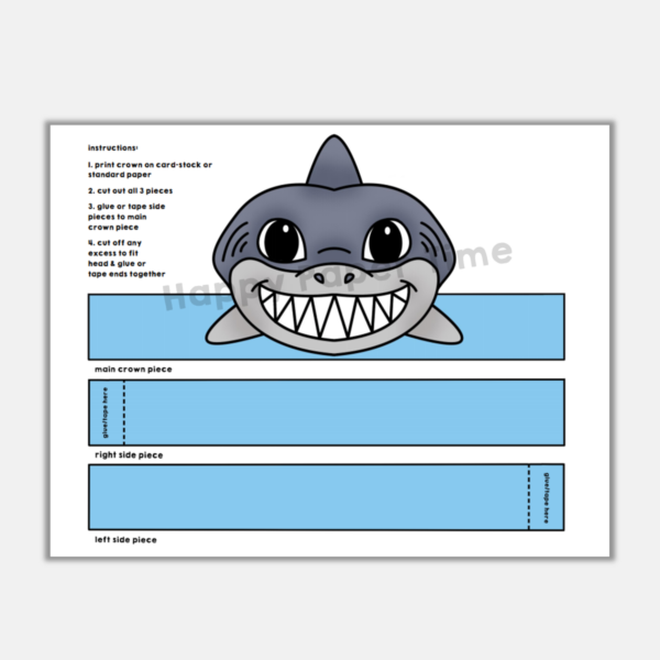 Shark Paper Crown Headband Costume Craft | Made By Teachers