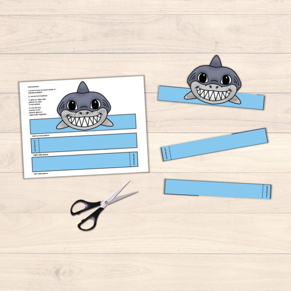 Shark Paper Crown Headband Costume Craft | Made By Teachers