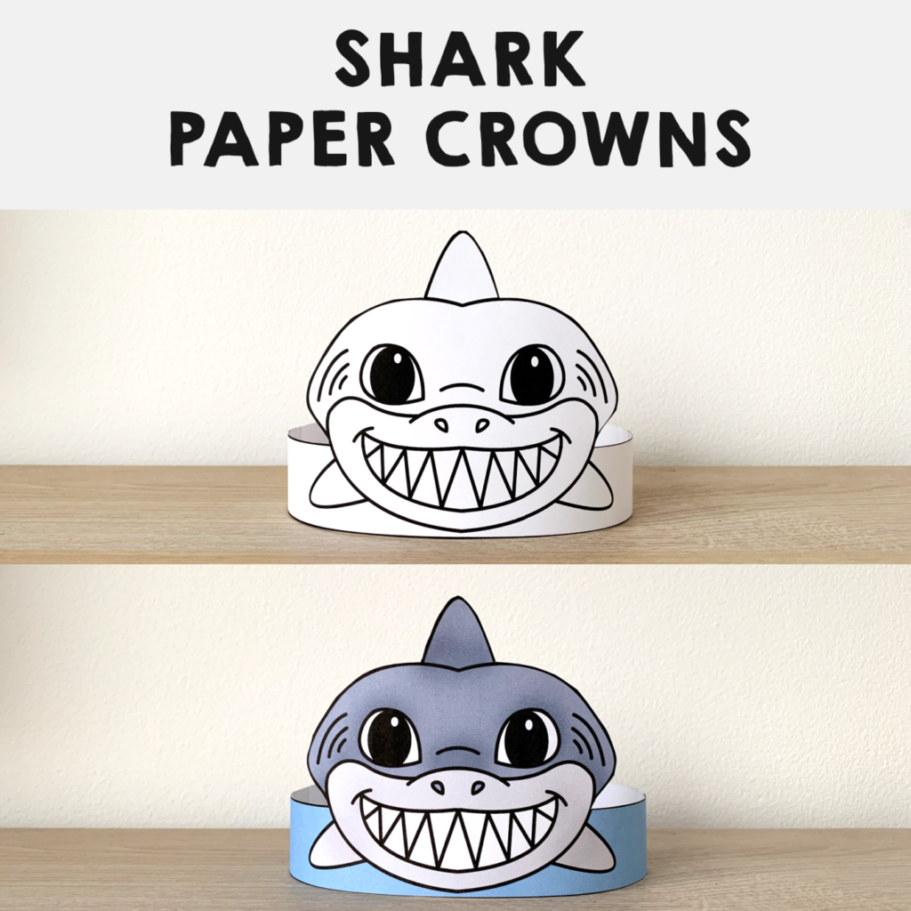 Shark Paper Crown Coloring Headband Craft | Made By Teachers