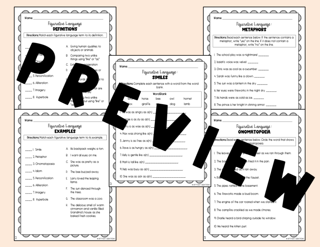Figurative Language Printable Activities - Made By Teachers