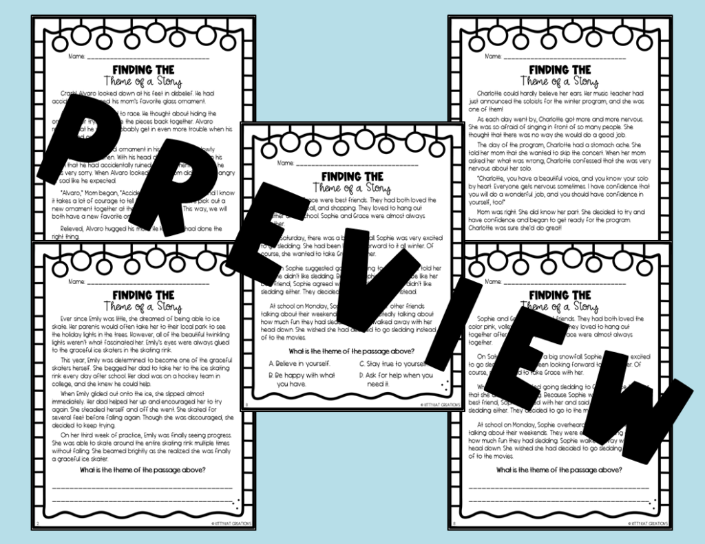 Winter & Christmas Finding the Theme of a Story - Made By Teachers