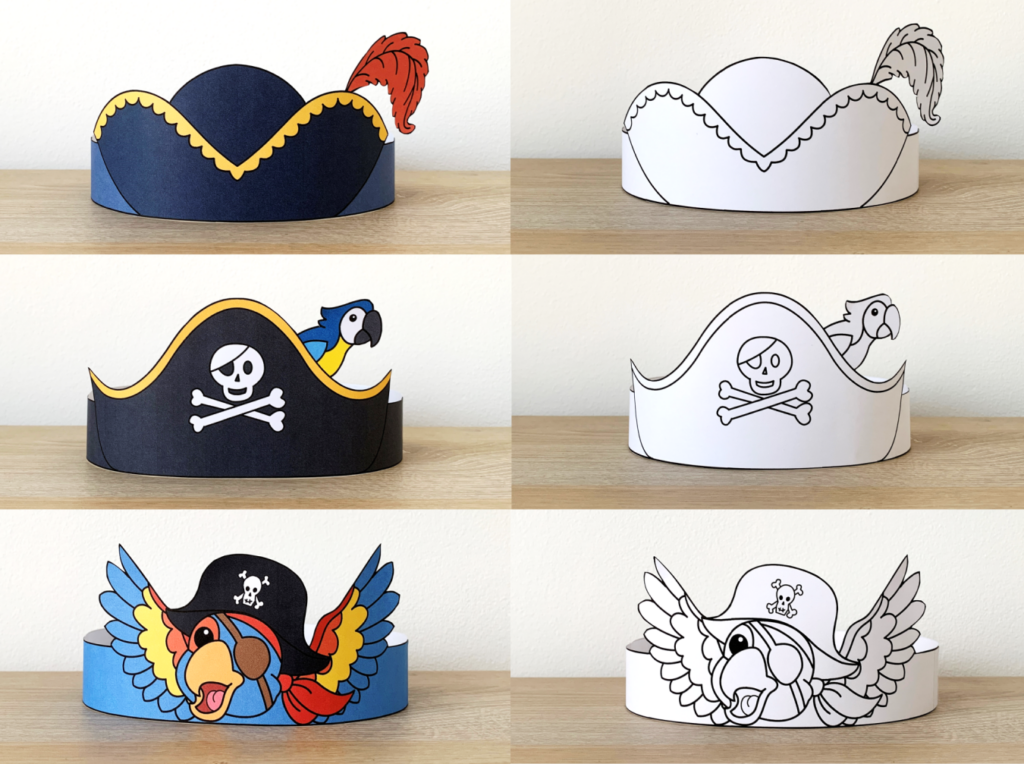 Pirate Hat Paper Crown Coloring Craft Skull Parrot | Made By Teachers