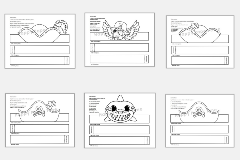 Pirate Hat Paper Crown Coloring Craft Skull Parrot | Made By Teachers