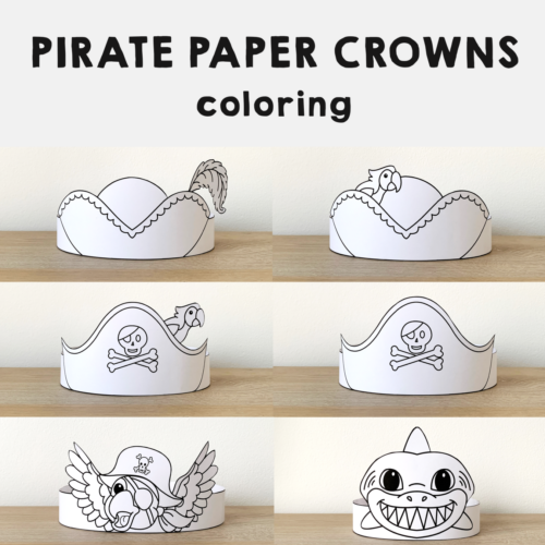 Pirate Hat Paper Crown Coloring Craft Skull Parrot | Made By Teachers