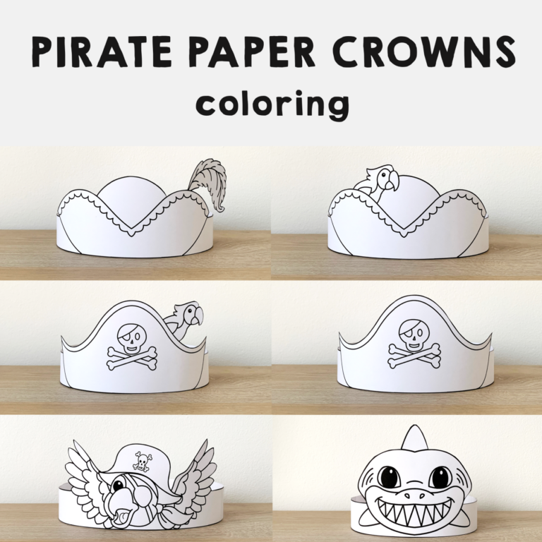 Pirate Hat Paper Crown Coloring Craft Skull Parrot | Made By Teachers