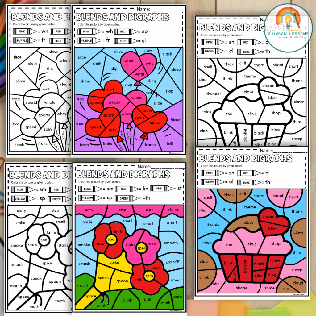 Valentines Day Color By Code | Blends and Digraphs | Made By Teachers