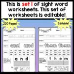 Sight Word Worksheets-Editable Auto-Fill-880 Pages - Made By Teachers