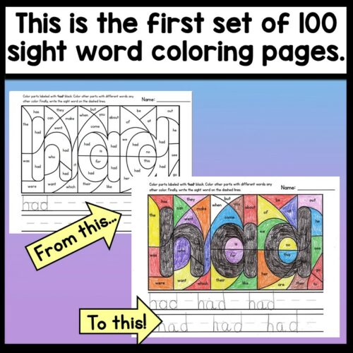 Sight Word Coloring Pages-4 Sets of Coloring Pages - Made By Teachers