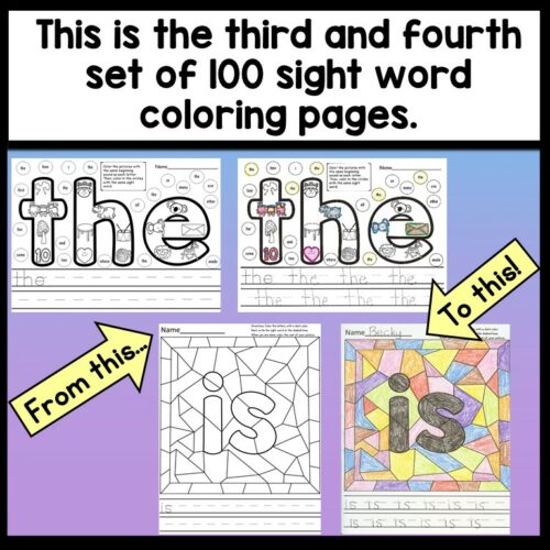 Sight Word Coloring Pages-4 Sets of Coloring Pages - Made By Teachers