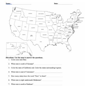 US Geography Color Name States Worksheet - Made By Teachers