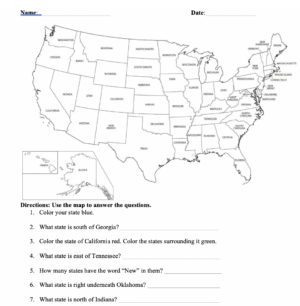 US Geography Color Name States Worksheet - Made By Teachers