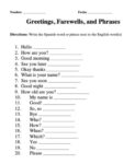 Spanish Worksheets Beginner Vocabulary Word Phrase - Made By Teachers