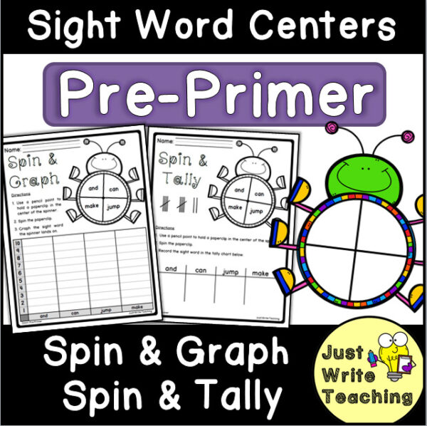 Pre-Primer Sight Words - Spin, Graph, and Tally - Made By Teachers